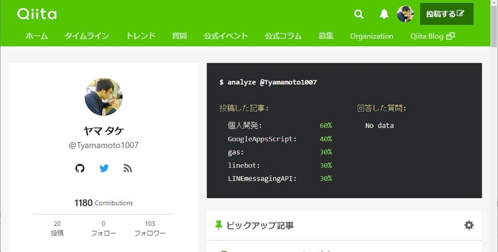 Qiitaユーザーページのanalyze分析機能でLGTM(いいね)した記事が削除！投稿記事と質問回答のみに | AutoWorker〜Google Apps Script(GAS)と ...