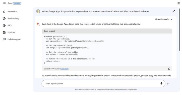 グーグルのAI「Bard」でGASのコード生成が可能に！生成したスクリプトを検証 | AutoWorker〜Google Apps Script(GAS)とSikuliで始める業務改善入門